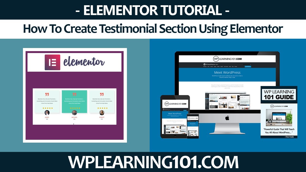 How To Create Testimonial Section For Website Using Elementor Wp Plugin Step By Step Tutorial